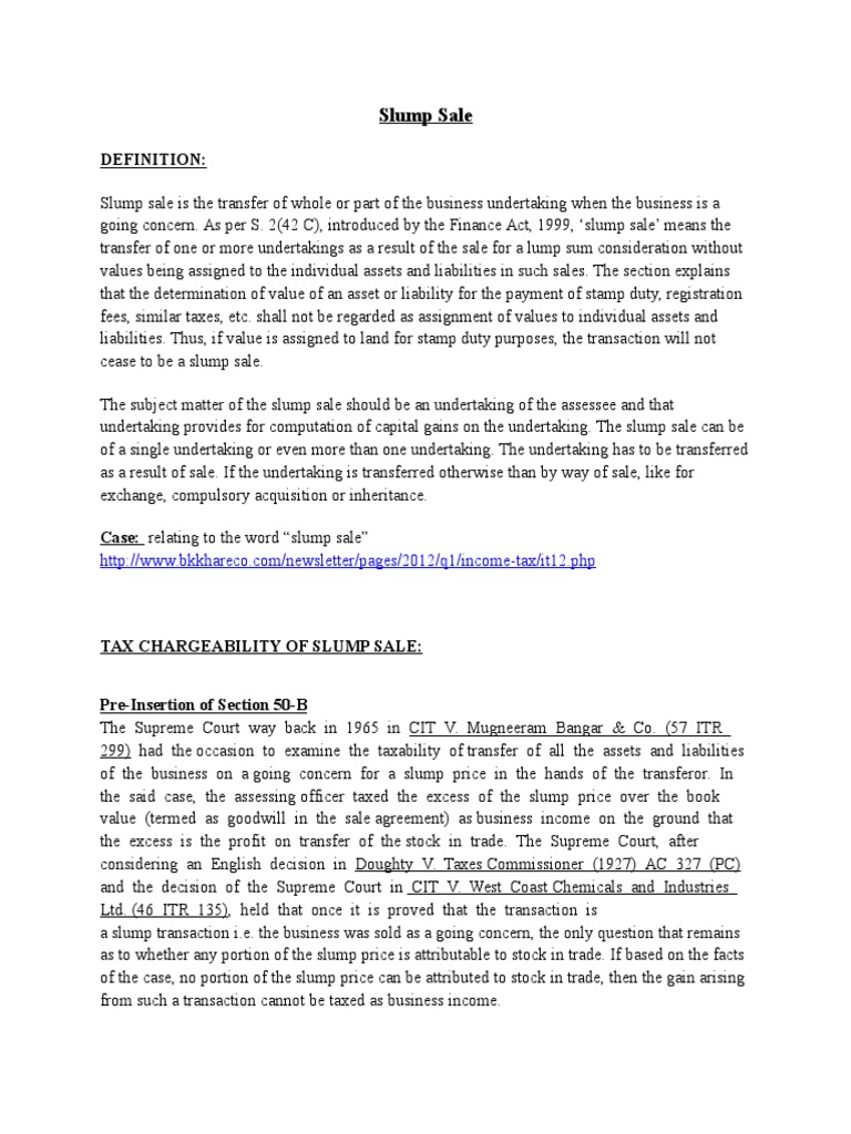 Slump Sale | PDF | Valuation (Finance) | Taxes