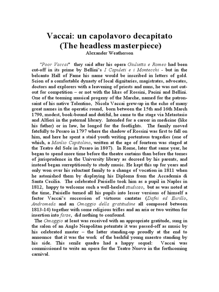 Vaccai | PDF | Opera | Italian Music