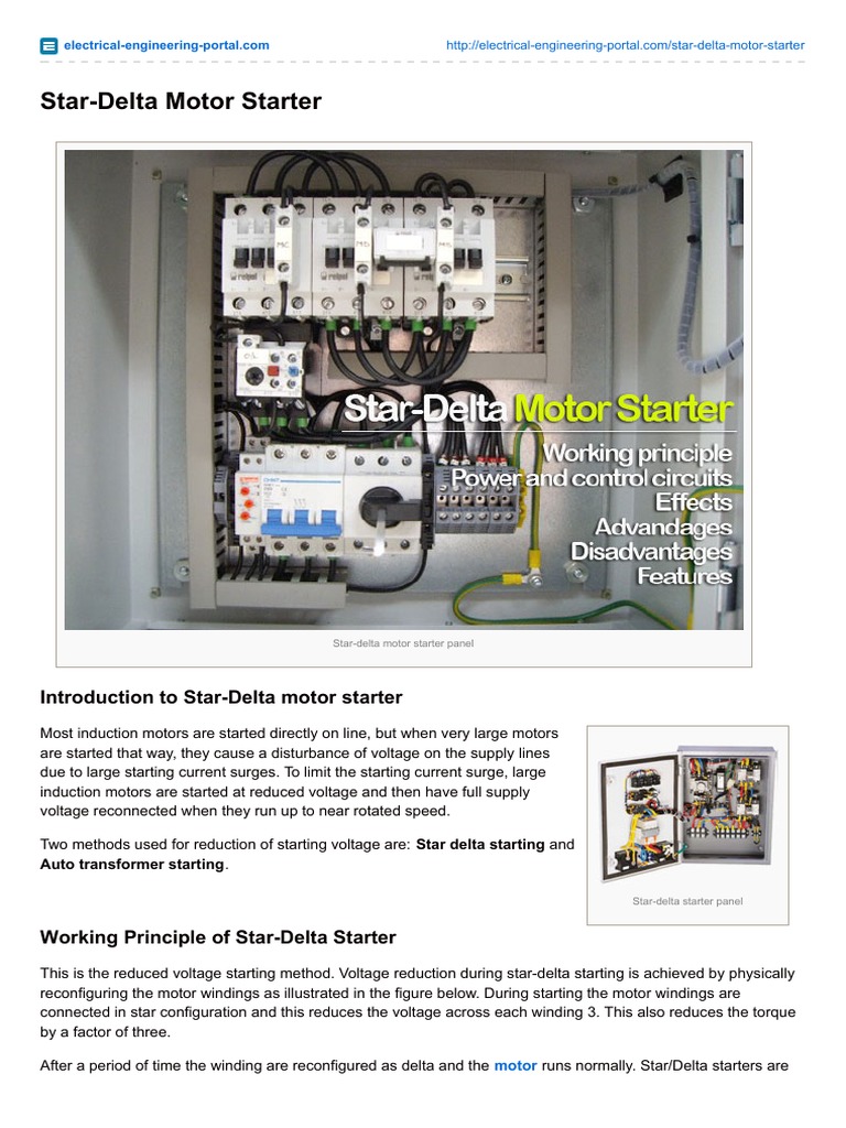 Star-Delta Motor Starter PDF | PDF | Relay | Physical Quantities