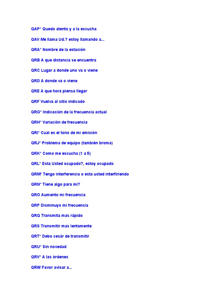 Codigo Q Completo para Radio Aficionados | PDF | Science | Tecnología ...