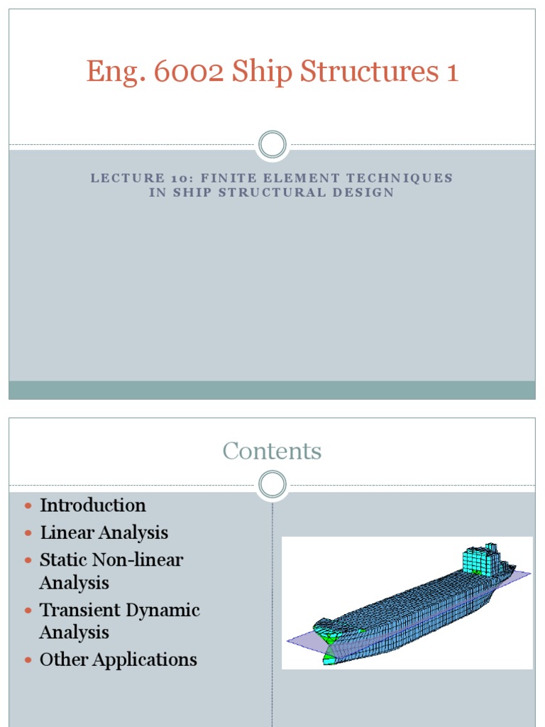 Finite Element Techniques In Ship Structural Design Pdf Strength Of Materials Structural
