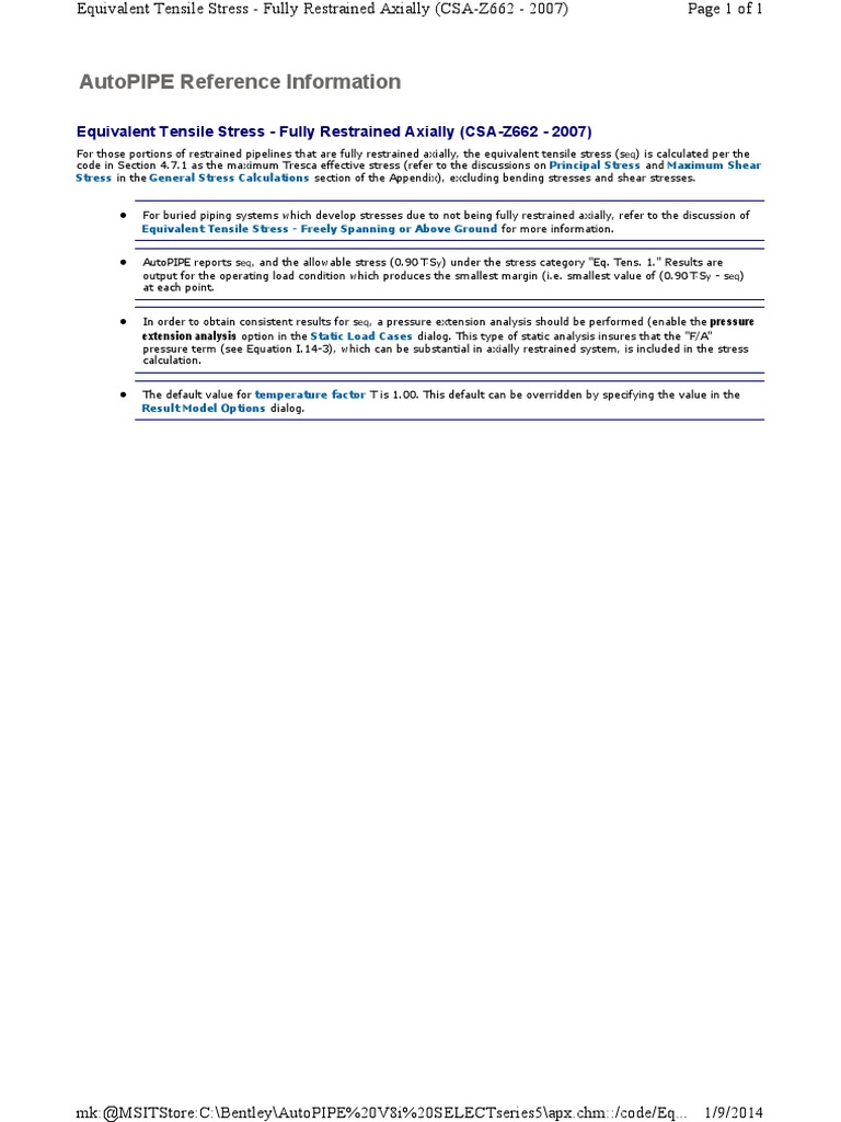 Equivalent Tensile Stress - (CSA-Z662 - 2007) | PDF | Stress (Mechanics) | Bending