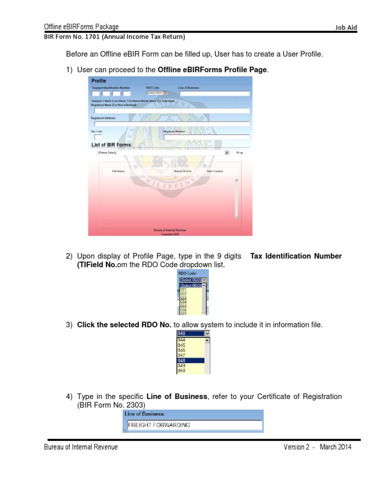 eBIRForms Job Aid: BIR Form 1701 | PDF | Tax Deduction | Tax Return ...