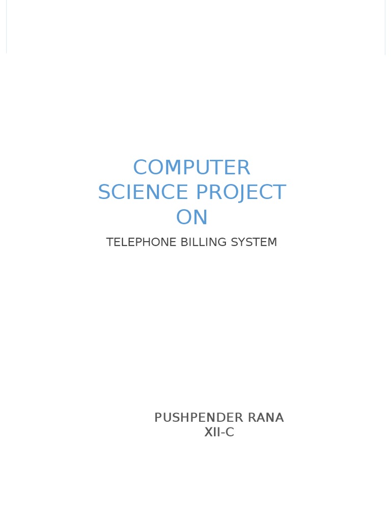Project On Telephone Billing Sys | PDF | Python (Programming Language) | Class (Computer ...