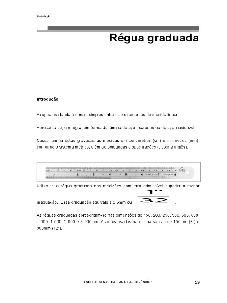 04 Régua Graduada | PDF | Fração (Matemática) | Medição