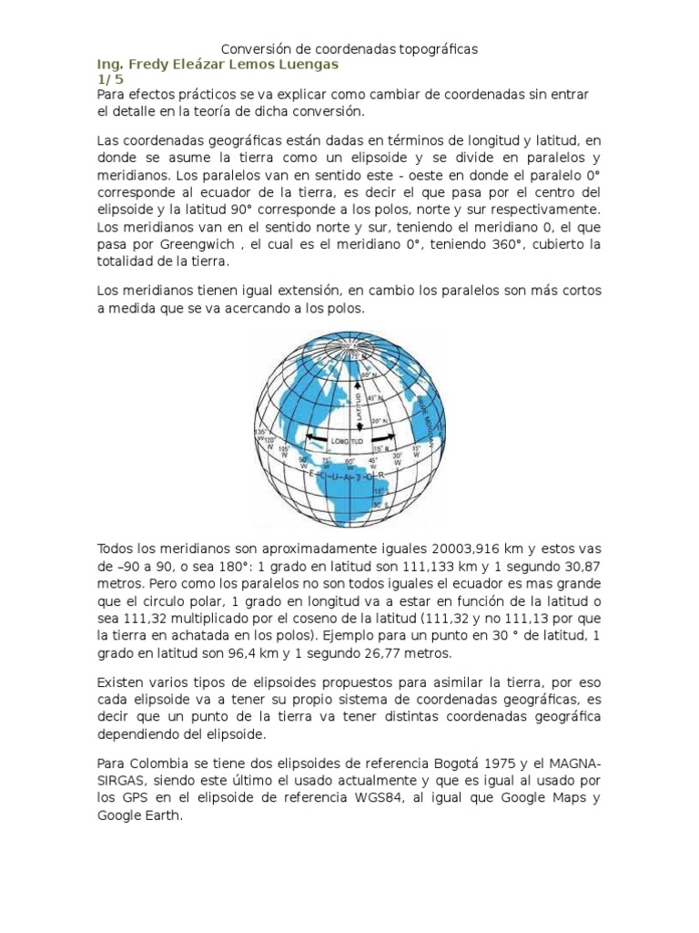 Conversión de Coordenadas | PDF | Latitud | Geomática