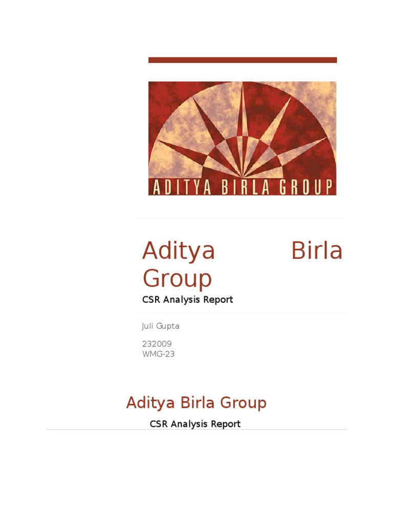 CSR-Aditya Birla Group | PDF | Corporate Social Responsibility | Business