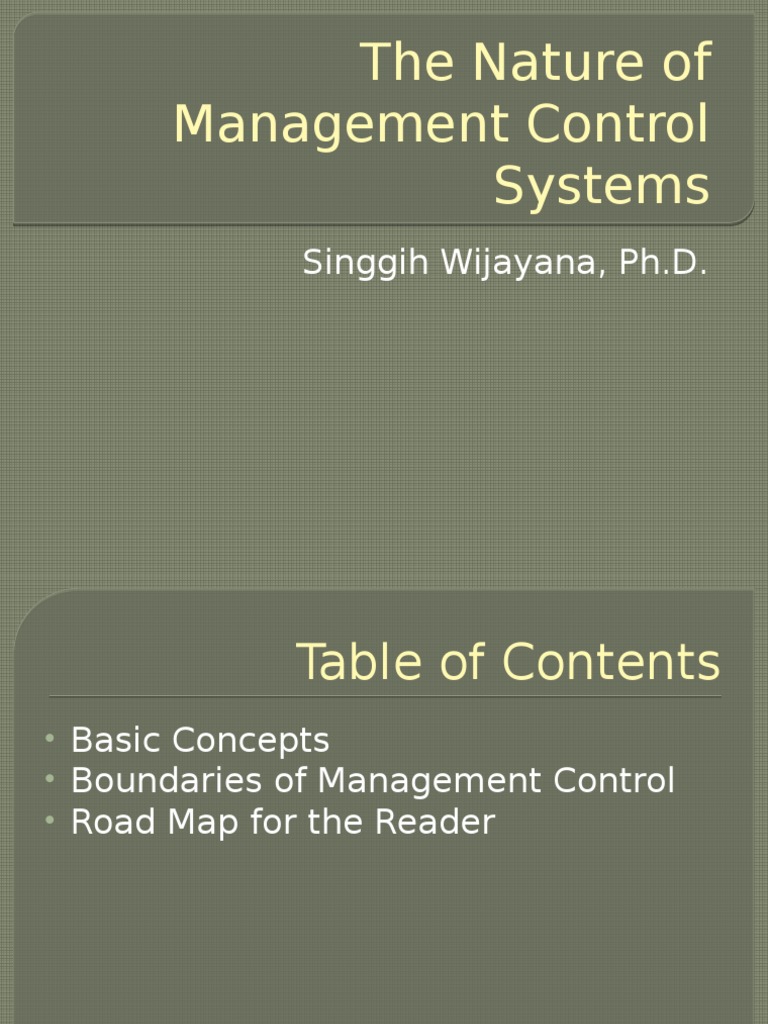 Chapter 1 The Nature of Management Control Systems | PDF | Strategic ...
