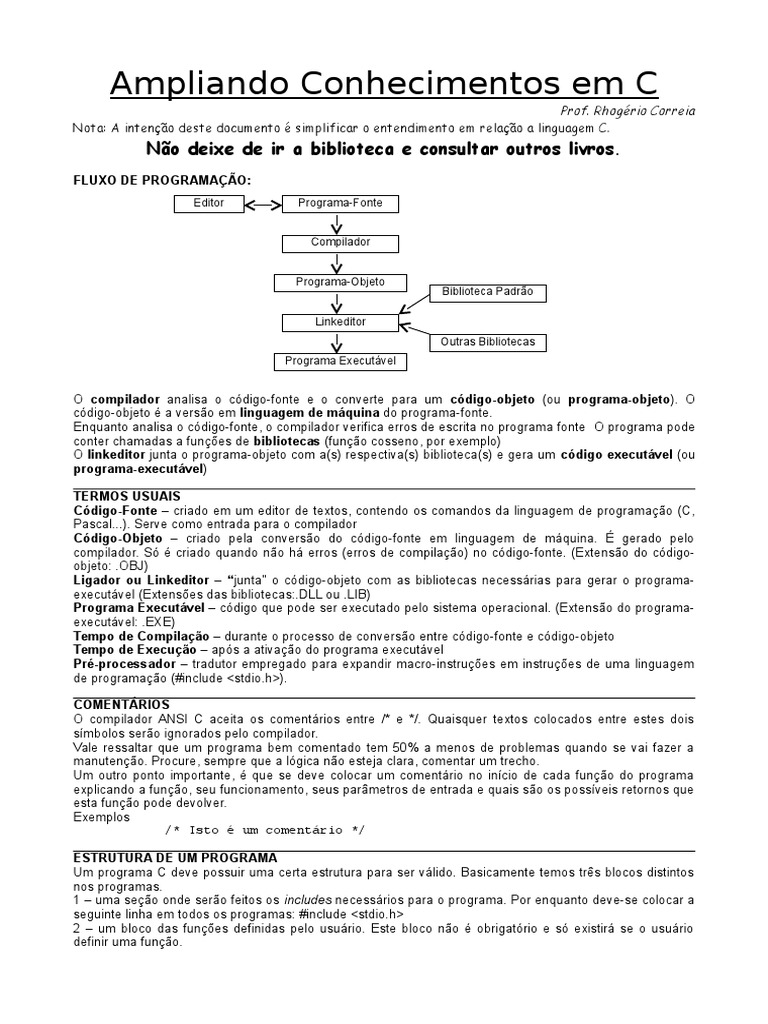 Programaçao Emc | PDF | C (linguagem de programação) | Compilador
