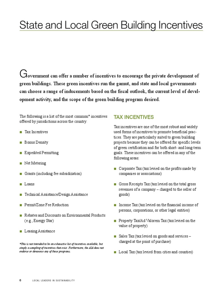 State and Local Green Building Incentives | PDF | Leadership In Energy ...