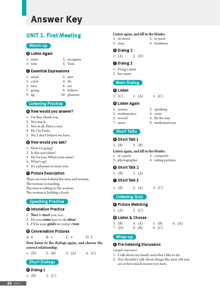 Developing Listening Skills 1 - 2nd - Answer Key | PDF | Race And ...