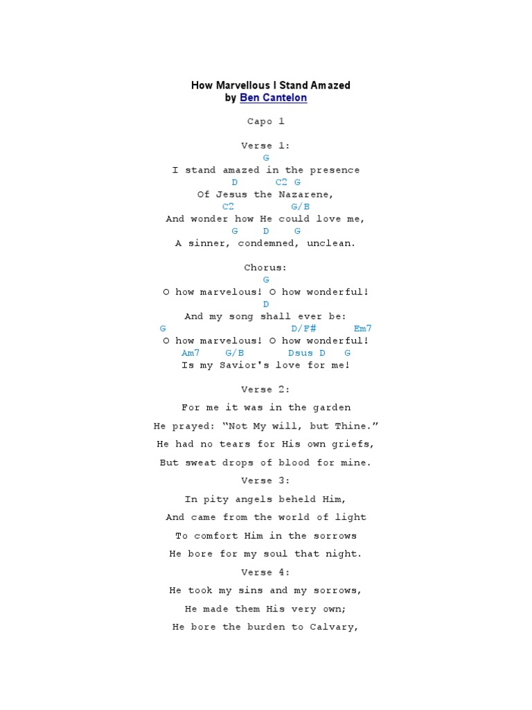 How Marvellous I Stand Amazed | PDF | Poetry