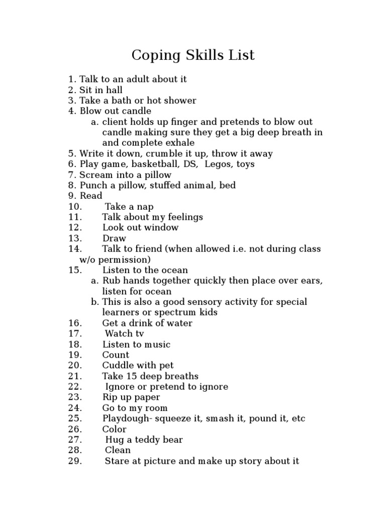 Coping Skills List | PDF