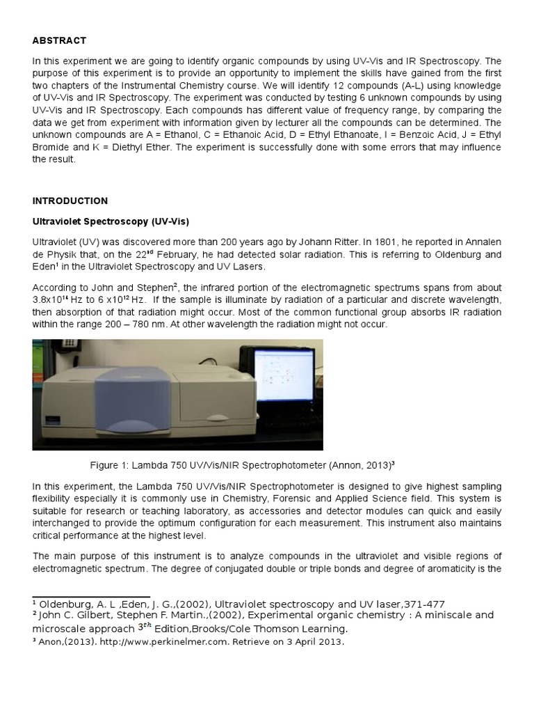 UV-Vis and IR Spectroscopy Analysis | PDF | Ultraviolet–Visible ...