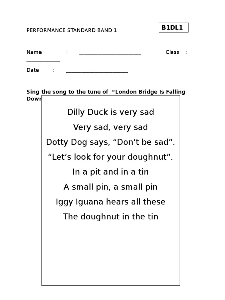 Children's Song Lyrics Activity | PDF