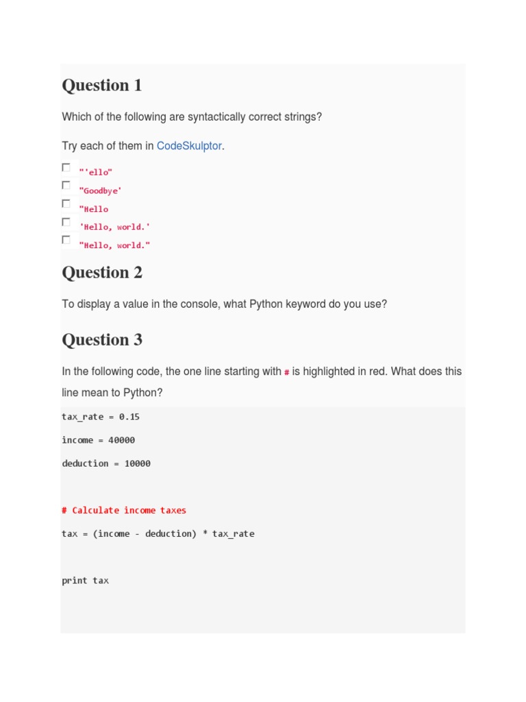 Python Quiz | PDF