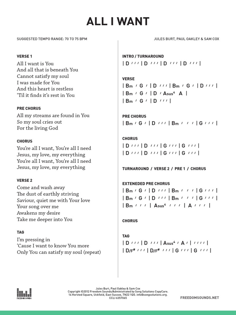 All I Want | Song Structure | Vocal Music