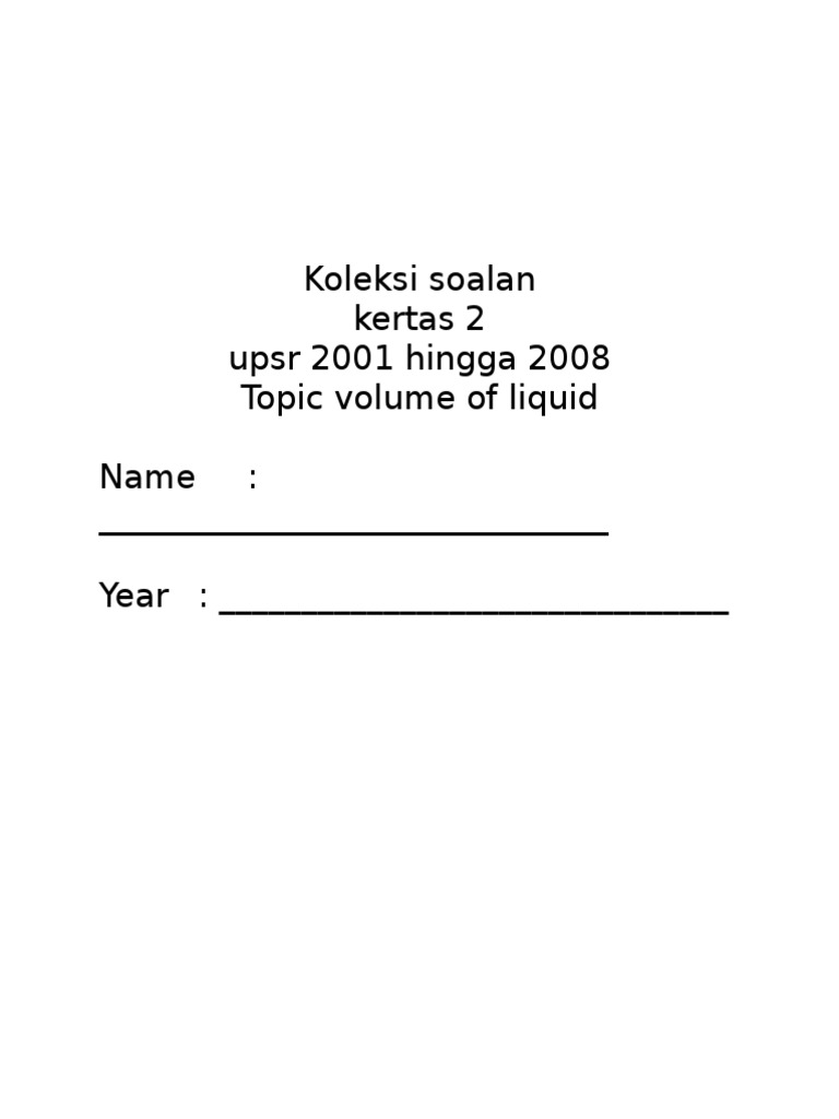 Volume of Liquid | PDF | Standardized Tests | Student Assessment And ...