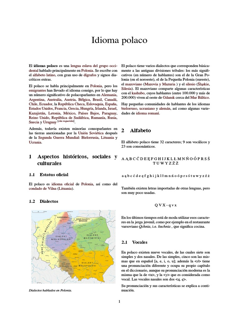 Idioma oficial y características del polaco | PDF | Relaciones ...