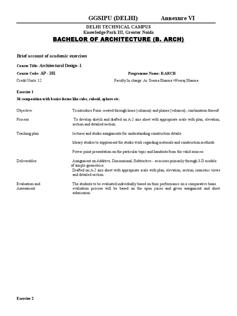 Architectural Design - 1 Exercise Brief | PDF | Design | Cognitive Science