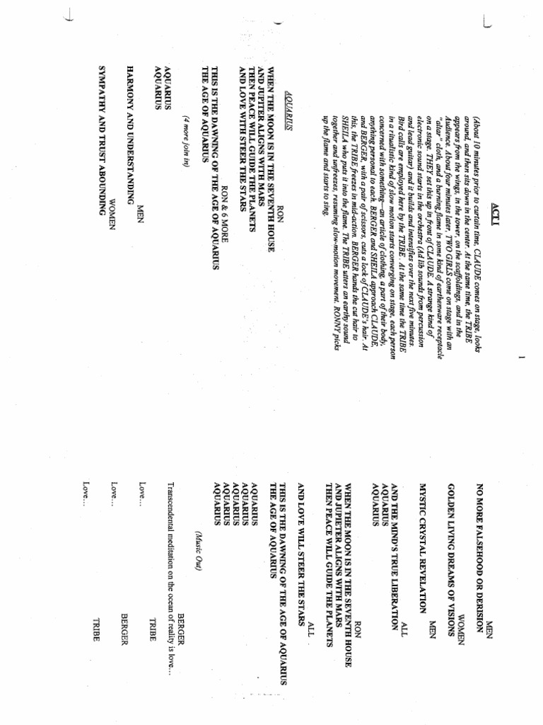 Hair - Libretto - Act I | PDF