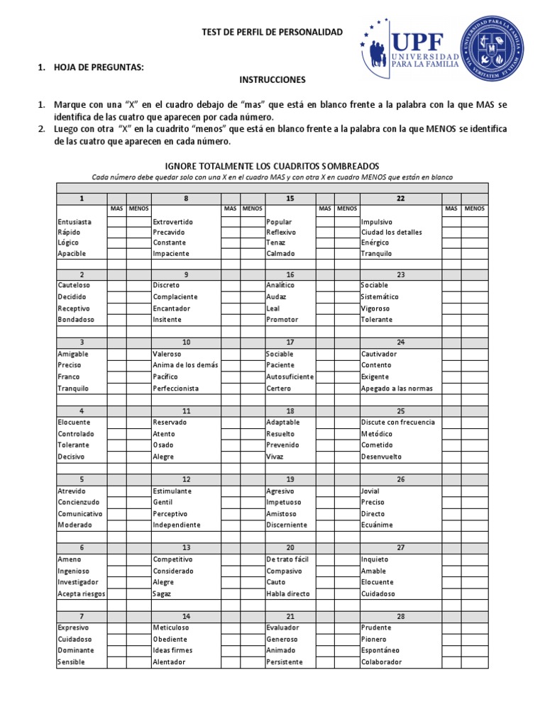 TEST DISC UPF Completo Vacio | PDF | Plantas