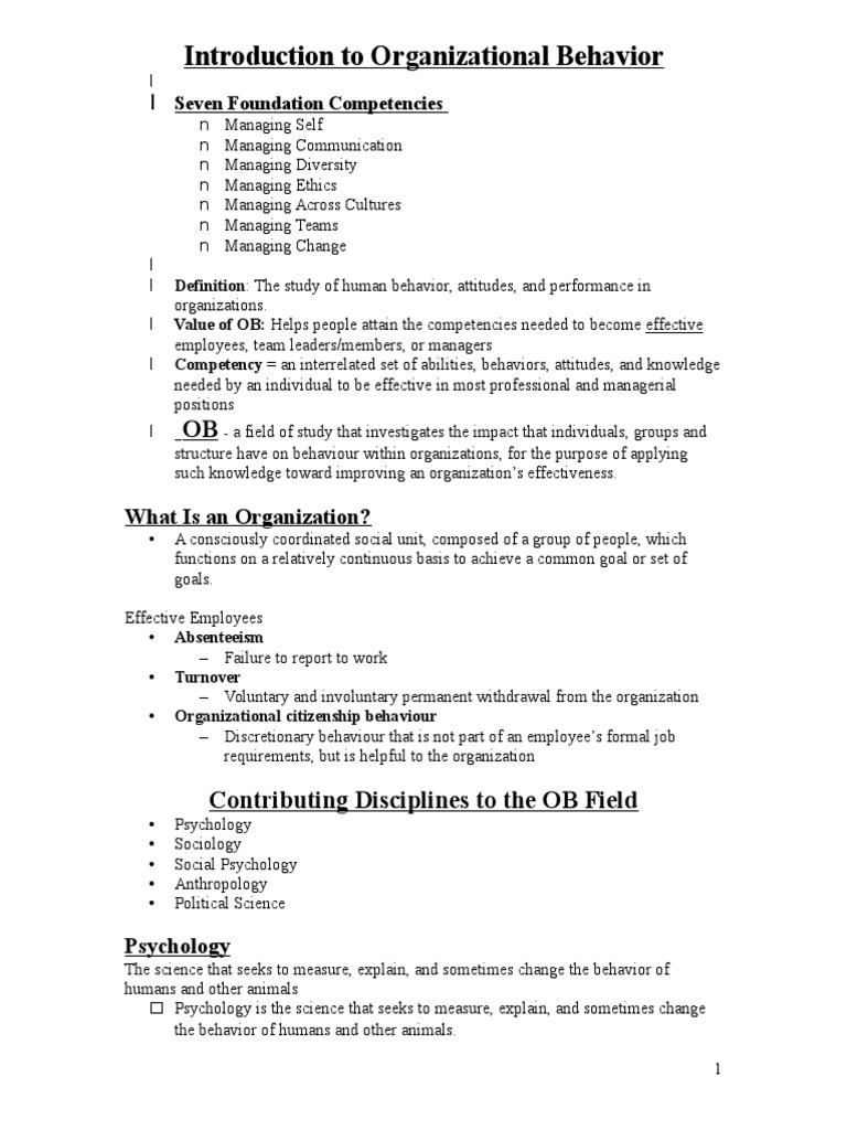 Organisational Behaviour Notes For PTU Students | PDF | Classical ...