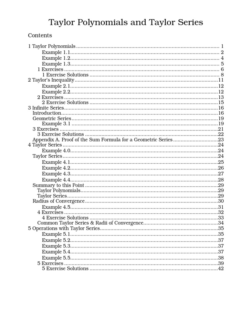 Taylor Polynomials PDF | PDF | Series (Mathematics) | Summation