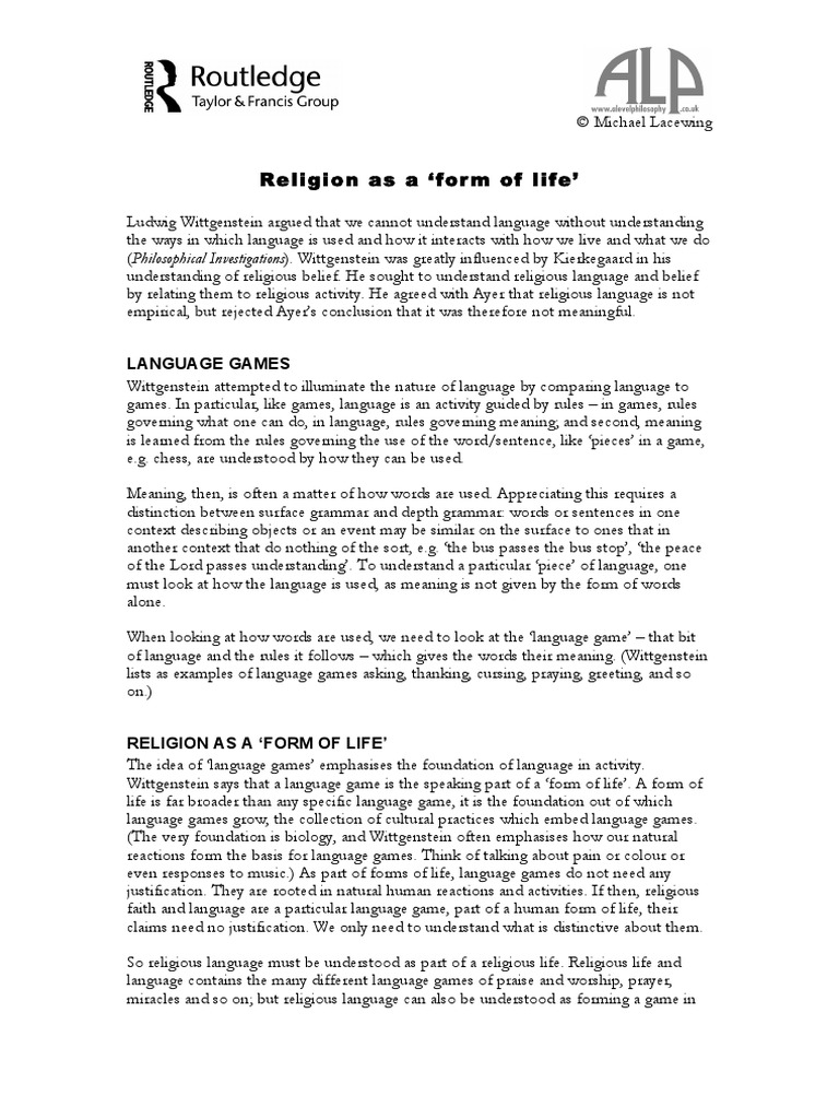 Religion Form Life | PDF | Faith | Existence Of God