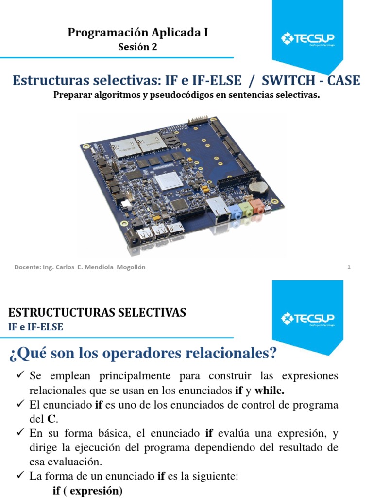 Teoria EstructurasSelectivas If e if-ELSE SWITCH-CASE | PDF ...