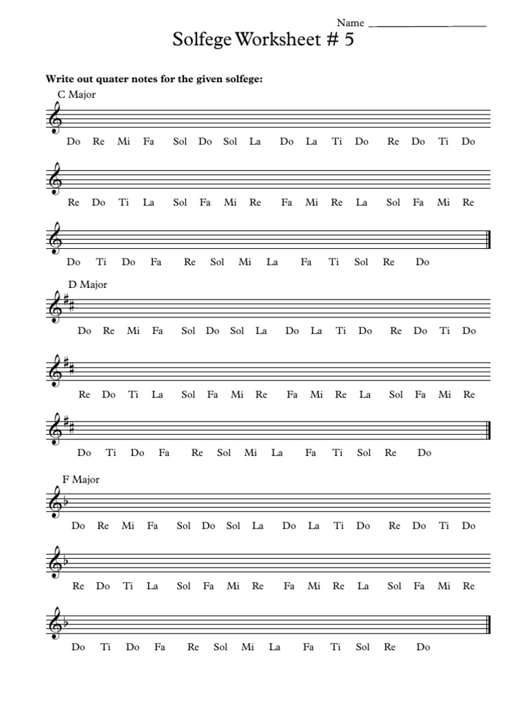 Solfege Worksheet 5 | PDF