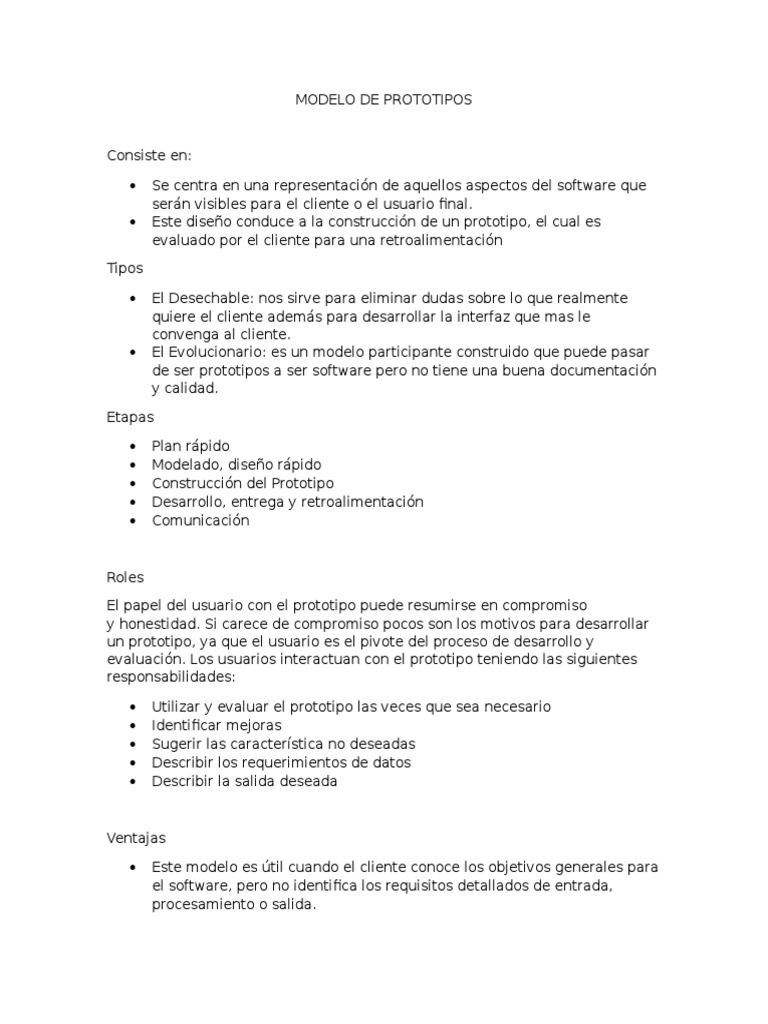 Modelo de Prototipos | PDF | Ingeniería de software | Software