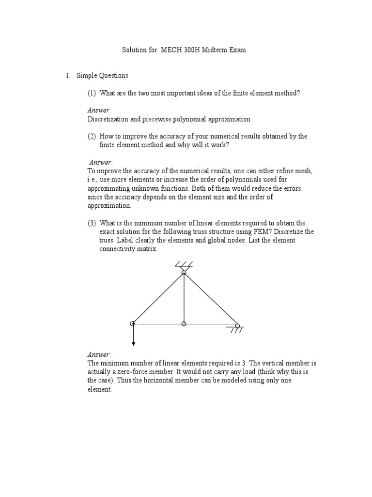 Midterm Solution | PDF | Finite Element Method | Mathematical Concepts