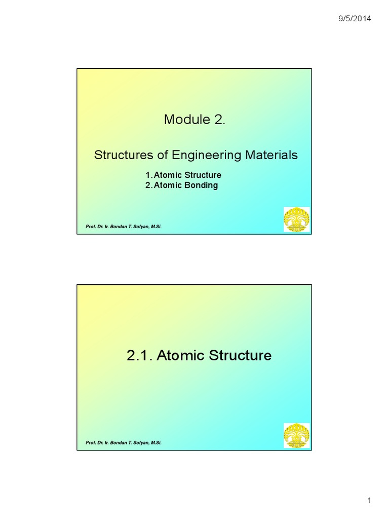 2.1. Atomic Structure: Structures of Engineering Materials | PDF ...