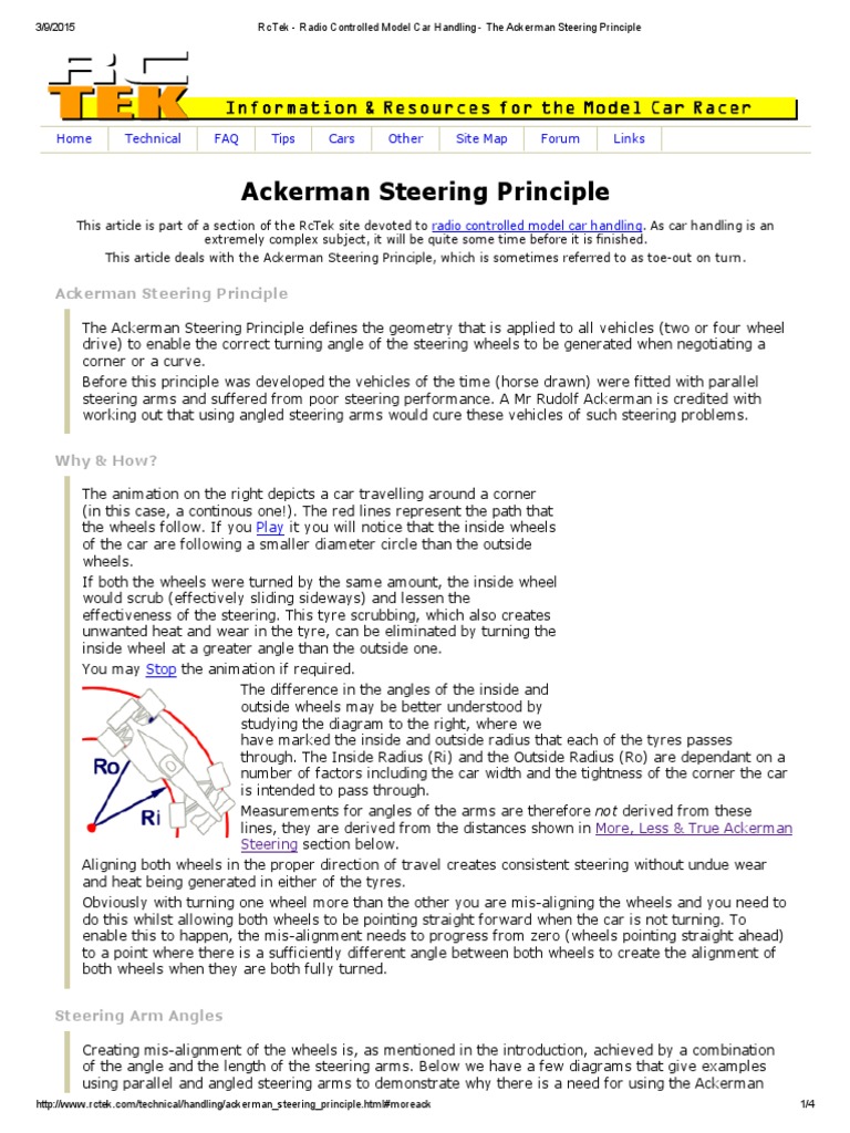 The Ackerman Steering Principle | PDF | Steering | Angle