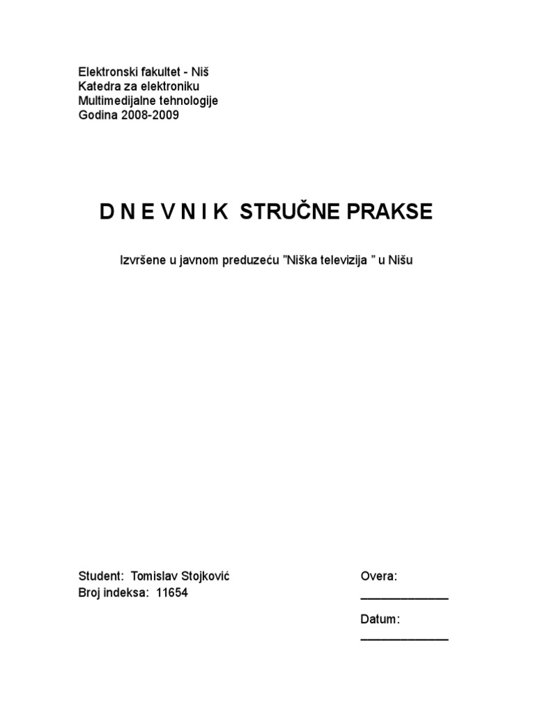 Dnevnik Strucne Prakse | PDF