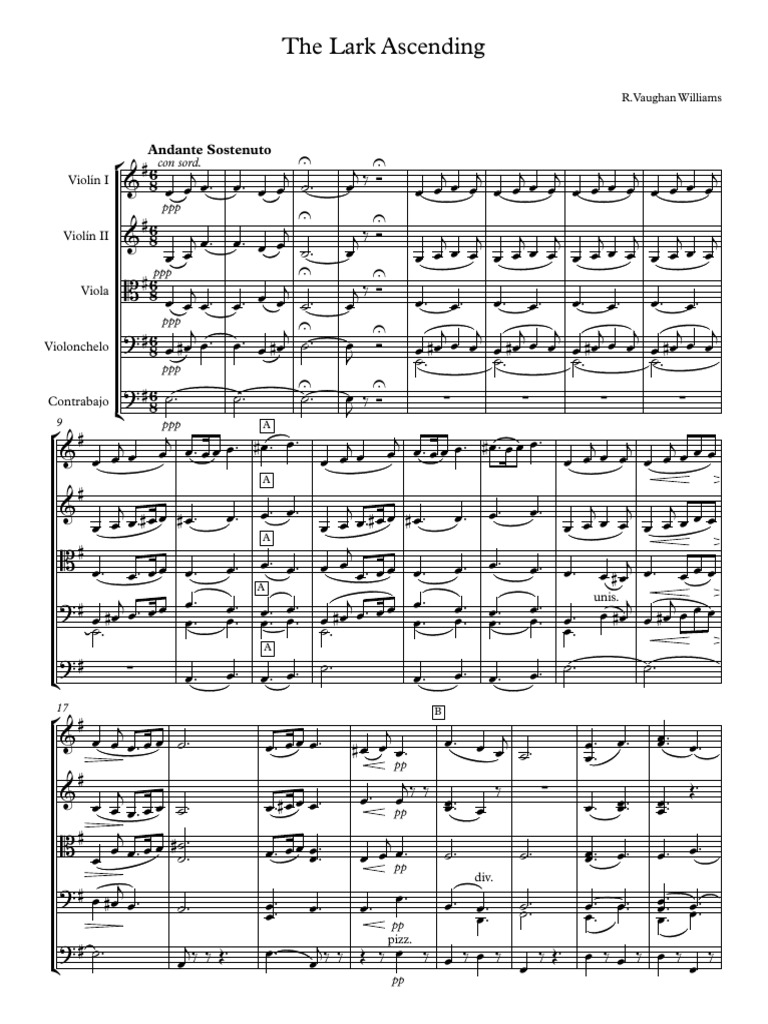 The Lark Ascending Strings - Score and Parts | PDF | Tempo | Loisirs