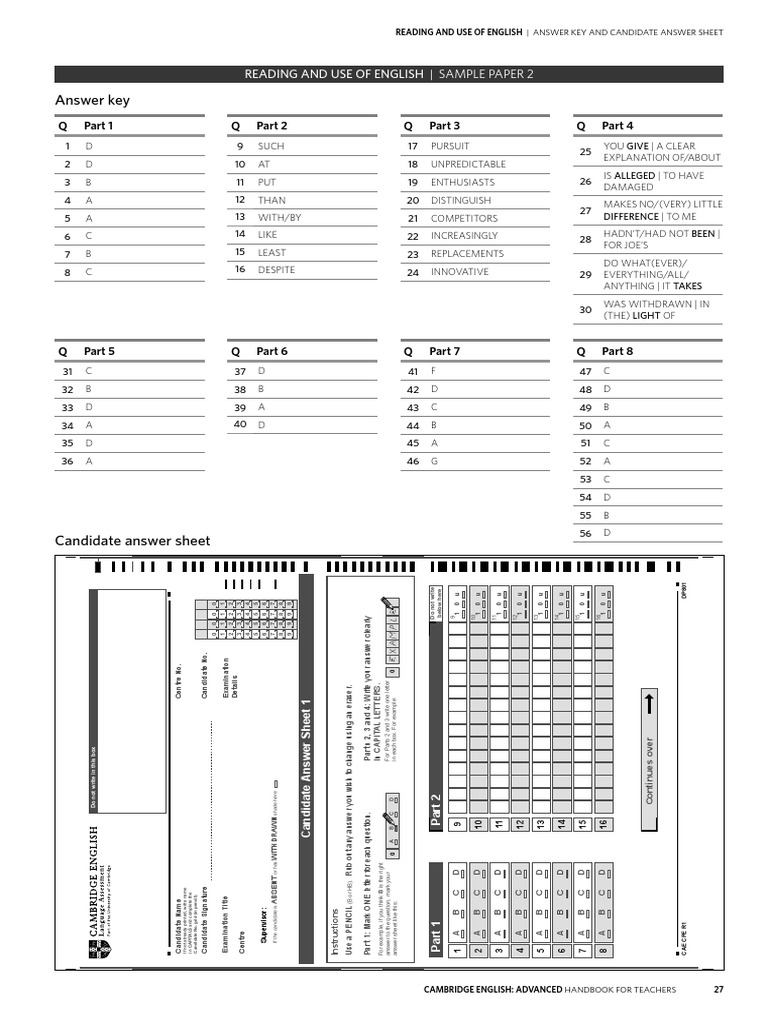 Advanced 2015 Answer Key For Sample 2 | PDF | Career & Growth | Wellness