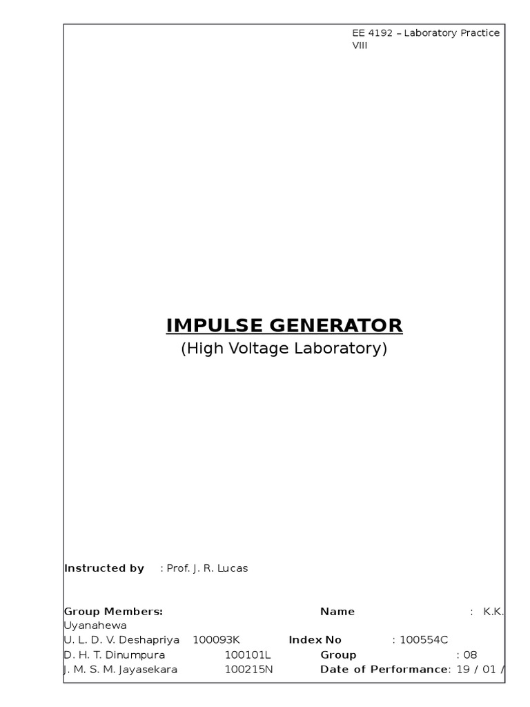 Impulse Generator | PDF | Amplitude | Physical Quantities