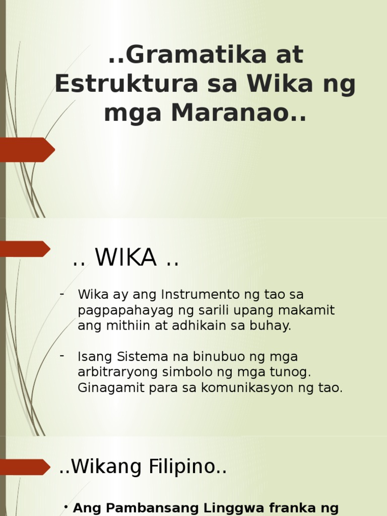 Gramatika at Estruktura Sa Wika NG Mga | PDF