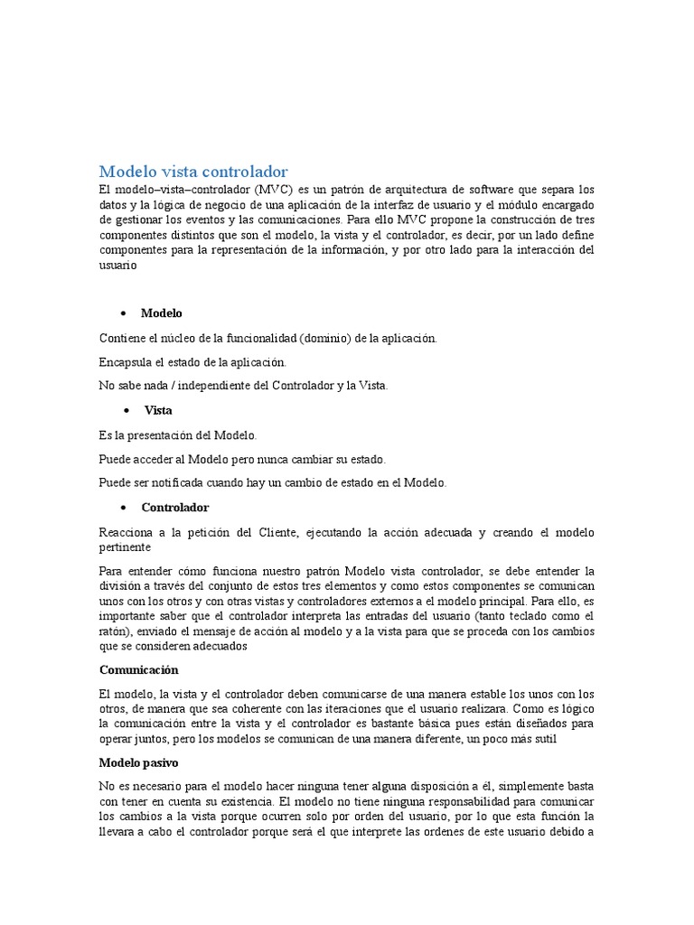 Modelo Vista Controlador, Modelo 4 Vistas + 1 | PDF | Modelo – Vista ...