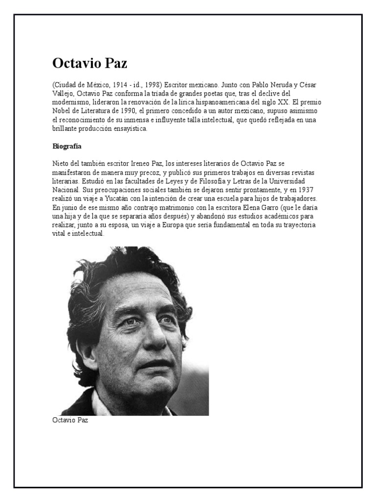 Octavio Paz | Poesía | Ficción y literatura