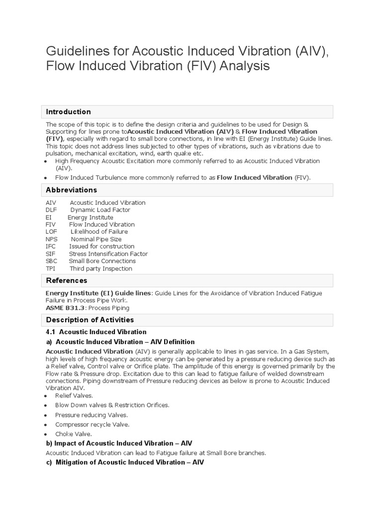 Flow Induced Vibration | PDF | Pipe (Fluid Conveyance) | Acoustics