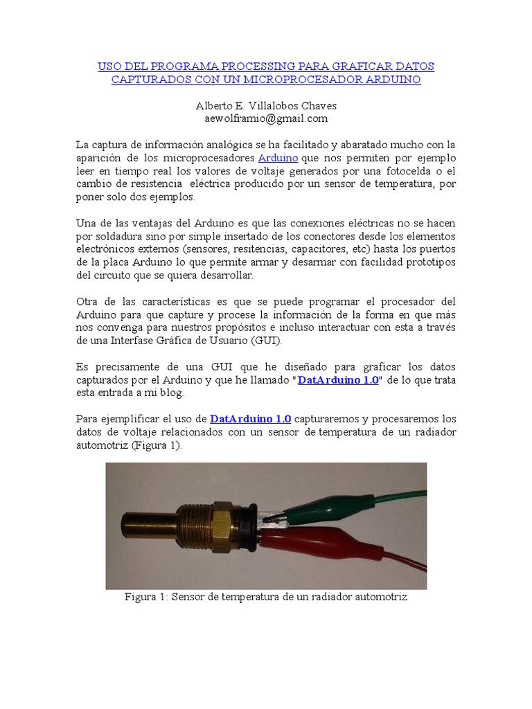 Uso Del Programa Processing para Graficar Datos Capturados Con Un Microprocesador Arduino | PDF ...
