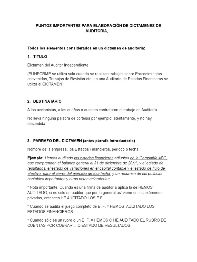 Dictamenes de Auditoria