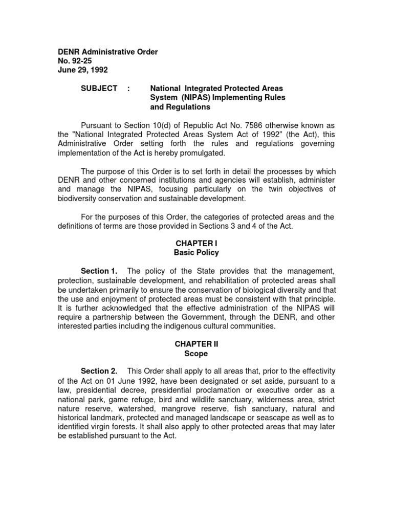 NIPAS | PDF | Protected Area | Conservation Biology