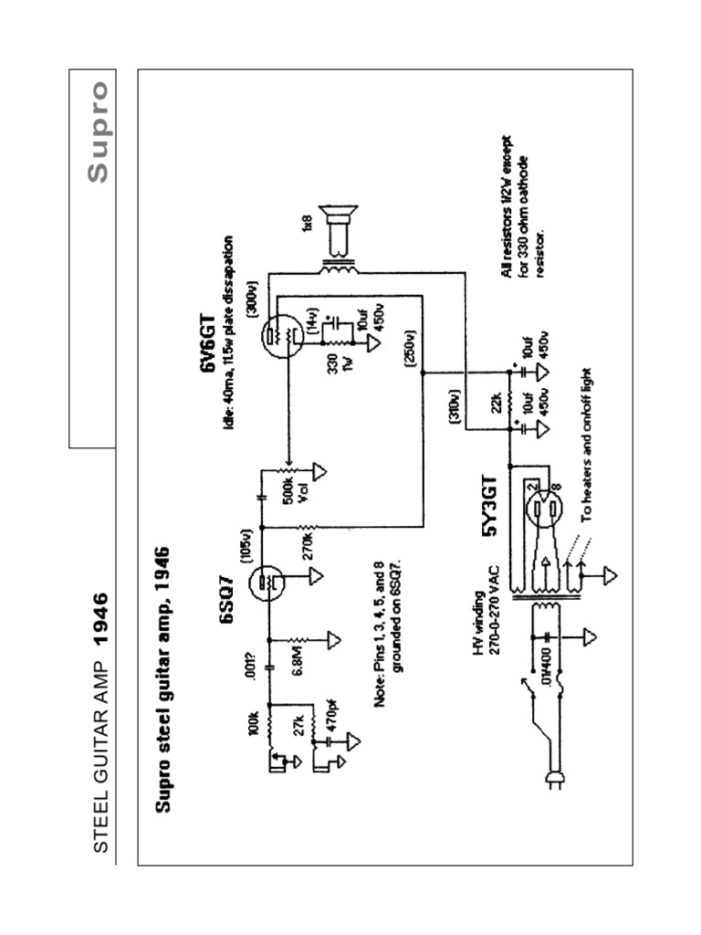 Supro - 1946 Steel Guitar Amplifier Schematic | PDF