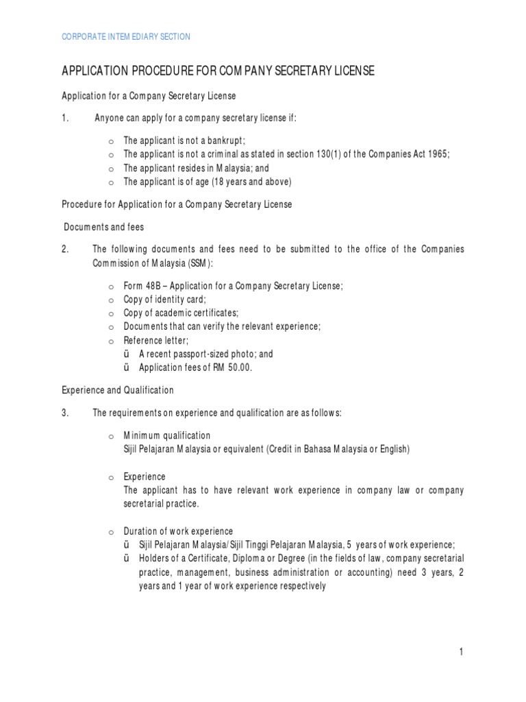 Company Secretary License Application Guide | PDF | License ...