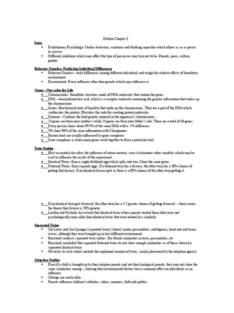AP Psychology Chapter 3 Outline From The Myers Textbook | PDF ...