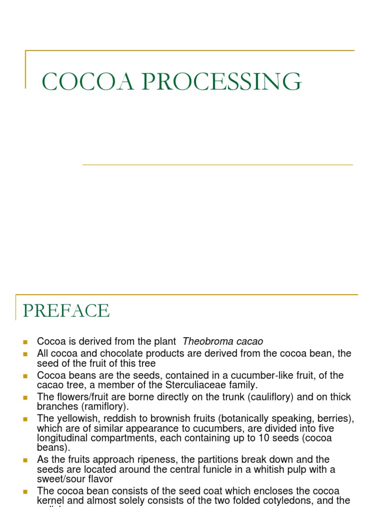 Cocoa Processing PDF | Download Free PDF | Chocolate | Cocoa Bean